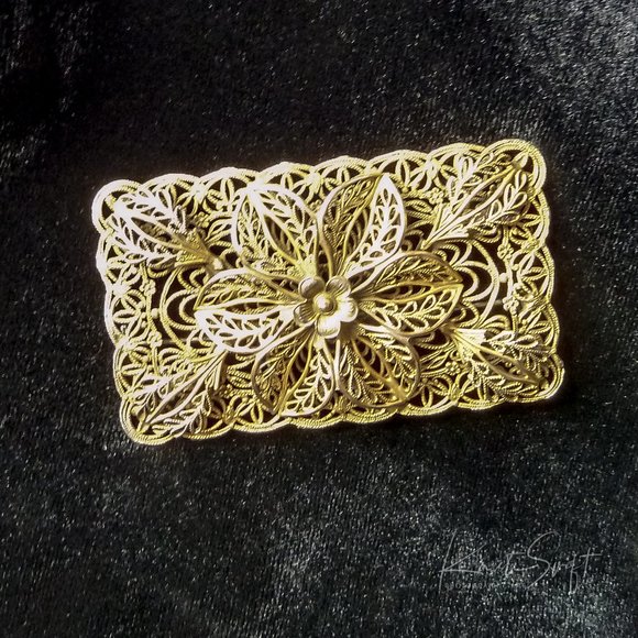 Vintage | Jewelry | Vintage Artdeco Rectangular Filigree Broochpin ...